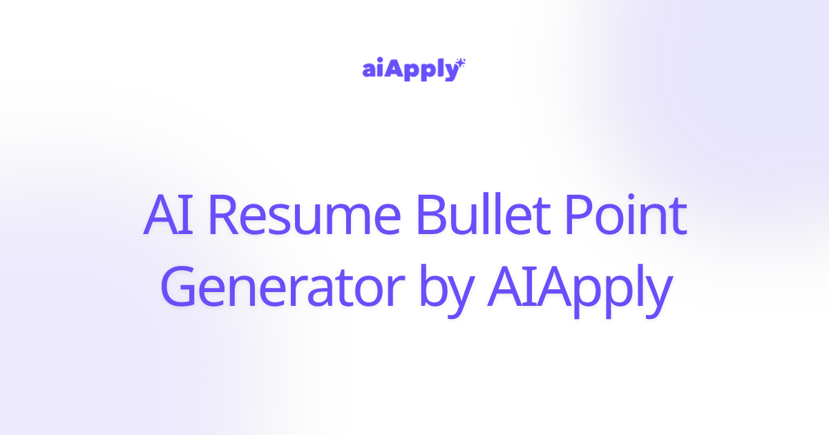 AI Resume Bullet Point Generator by AIApply | Free Tool